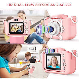 Kids Camera for Girls/Boys, 3-9 Year Old Toys for Girls/Boys, Christmas Birthday Gift for Age 6-9 Girls/Boys Kids Digital Dual Camera, Selfie Camera for Kids, 32GB Memory Card