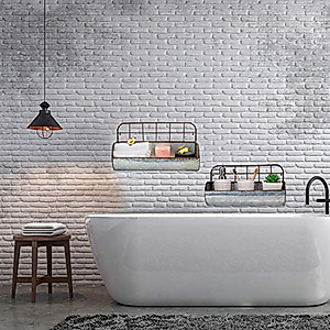 ANDRA DECOR Galvanized Metal Industrial Wall Storage Holder,Hanging Planters,Farmhouse Hanging Organizer,Decorative Wire Back Wall Rustic Tin Shelves,Set of 2