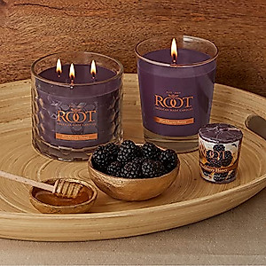 Root Candles Legacy Veriglass Honeycomb Beeswax Blend Premium Handcrafted Scented Candle, Large, BlackBerry Honey