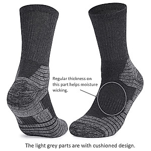 Fitliva Work Socks for Steel Toe Boots Men Size 13-15 Cushioned Cotton Crew Socks 6 Pack Black