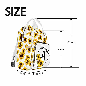 Personalized Name Diaper Bag Backpack for Baby, Custom Sunflower White Baby Bags for Boys & Girls Baby Daycare Bag Monogrammed Baby Shower Gifts