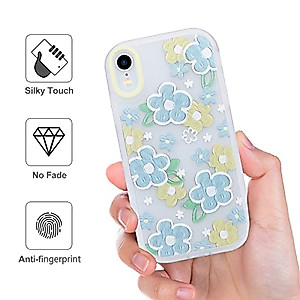 PNATEE Case for iPhone XR, Light Yellow Flower Floral Design for Women Girl Full Body Slim Soft Protective Case TPU Cover for iPhone XR (6.1 inch)