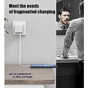 iPhone Dual USB-C Port Compact Power Adapter [GaN] PD 3.0 Foldable USB Type C Plug Fast Wall Charger Block for iPhone 14 13 12 11 Pro Max Plus Mini, iPad, AirPods, MacBook Air【Without Cable】
