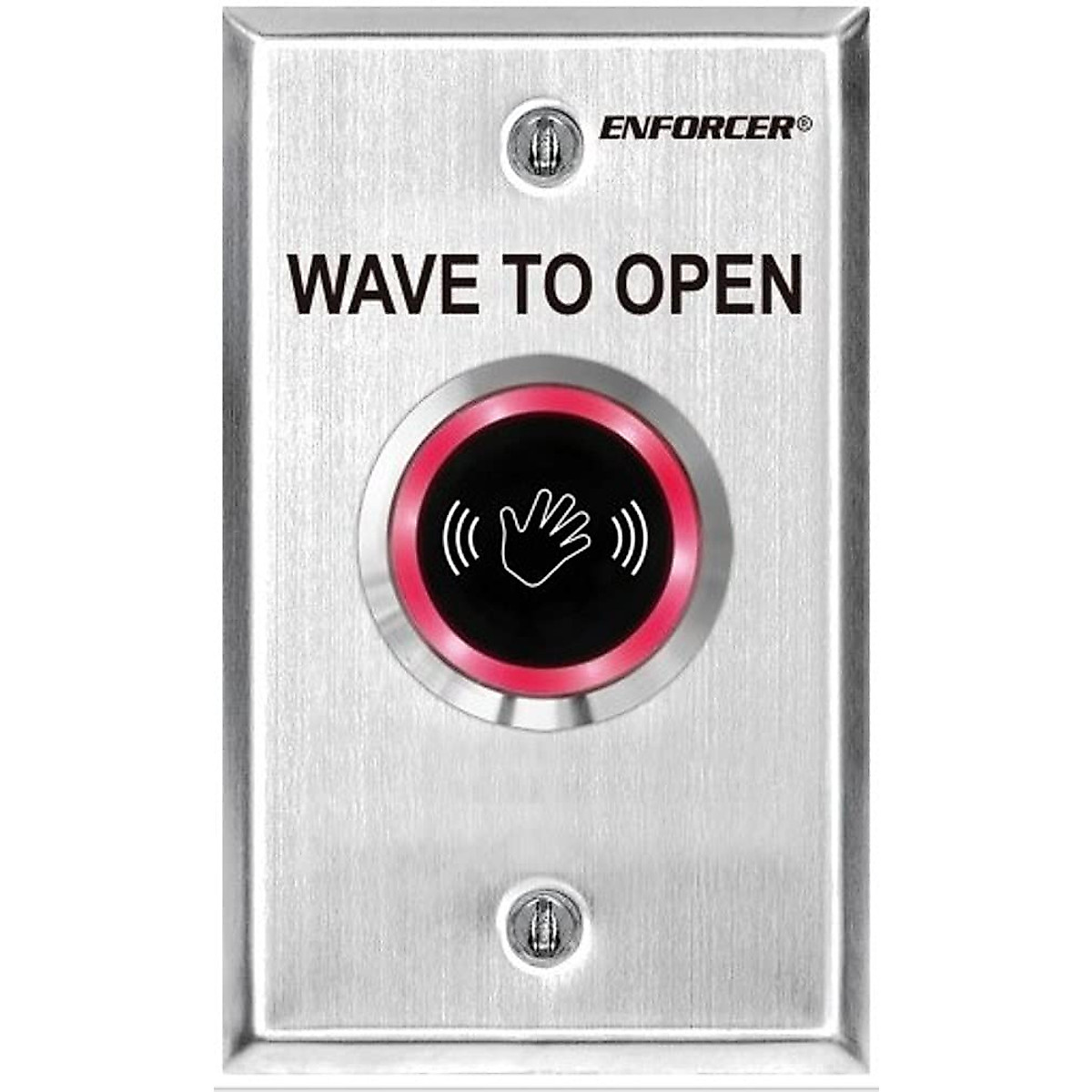 Seco-Larm SD-9263-KSQ Outdoor Wave-to-Open Sensor, Single-Gang with English Message; Adjustable Sensor Range Up to 7" (18cm); 1.2A Relay, Adjustable Trigger Duration 0.8~30 Seconds or Toggle