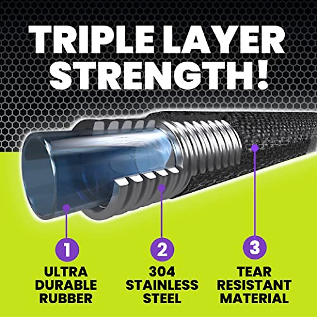 Hydrosteel 50 Foot Metal Garden Hose 304 Stainless Steel Water Hose – Super Tough & Flexible, Lightweight, Ultra Heavy Duty Brass Fittings, Kink Free, Rust Proof, Easy to Store, 600 PSI Strength