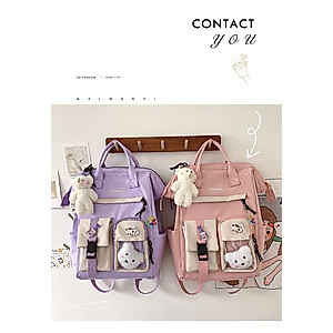 JIELAFIC Kawaii Backpack for School,kawaii Backpack with Kawaii Pin and Accessories Cute Bookbags for Teen Girls (Purple5)