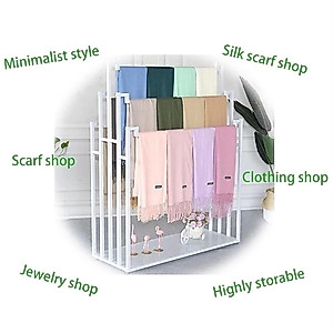 Double Side Scarf Holder Organizer, Stand Floor Standing Scarf Display Stand, Metal Freestanding Scarf Holder, Retail Display Stands for Clothing Retail Stores, Shop(Black,15.7*59.1*59.1in)