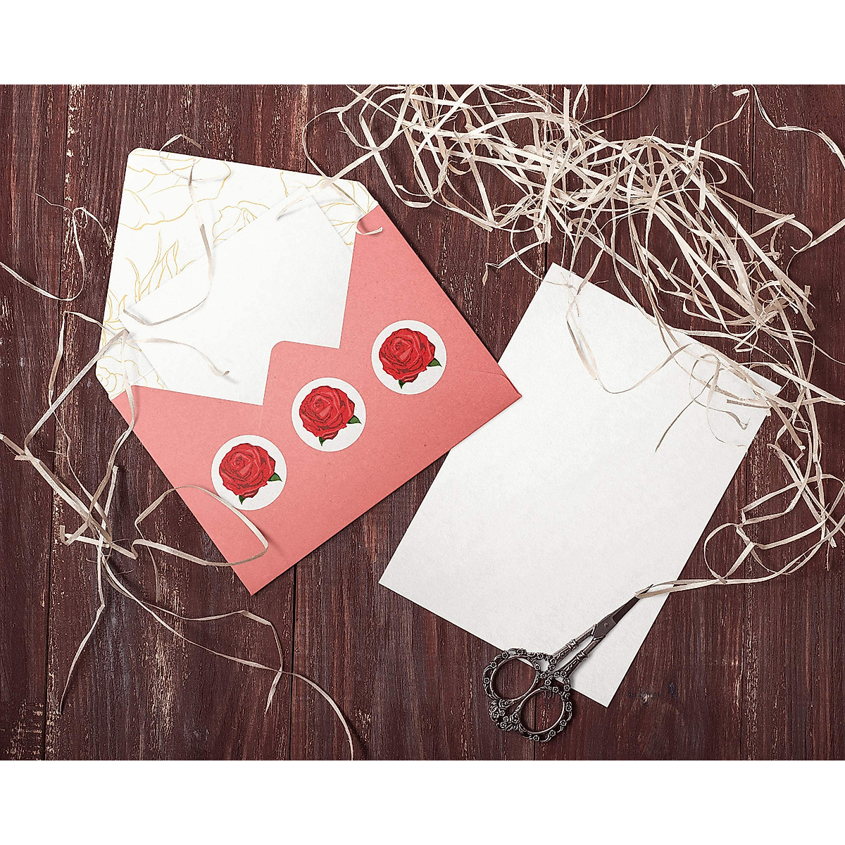 Set of 48 Sticker Red Rose Decal Small Phone Mini Logo Birthday Parties Envelopes Labels Seals Shower Favor 1.2 inches Each