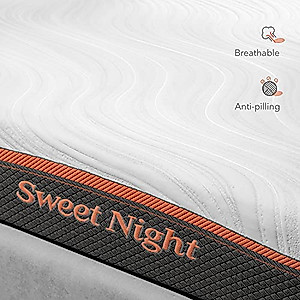 Sweetnight Queen Mattress, 10” Memory Foam Hybrid Mattress in a Box, Individually Wrapped Coils for Motion Isolation, with Moisture Wicking Adaptive Cover, Medium Firm Bed Mattress, Queen Size