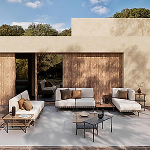 LAUSAINT HOME Outdoor Patio Furniture Set, 10-Piece Wicker Outdoor Conversation Set PE Rattan Sectional Sofa with Washable Cushions and Tempered Glass Table for Garden (Beige)
