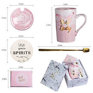 Jumway Boss Lady Mugs - Best Gifts for Mom and Female Boss Friend - Boss Gifts Birthday Gifts for Women Boss Mom 14oz Marble Ceramic Coffee Mug