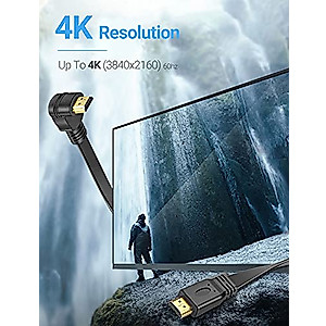 URWOOW Flat Slim High Speed HDMI Male to Male Extension Cable 270 Degree Right Angle (1 Feet) Adapter Converter Cable