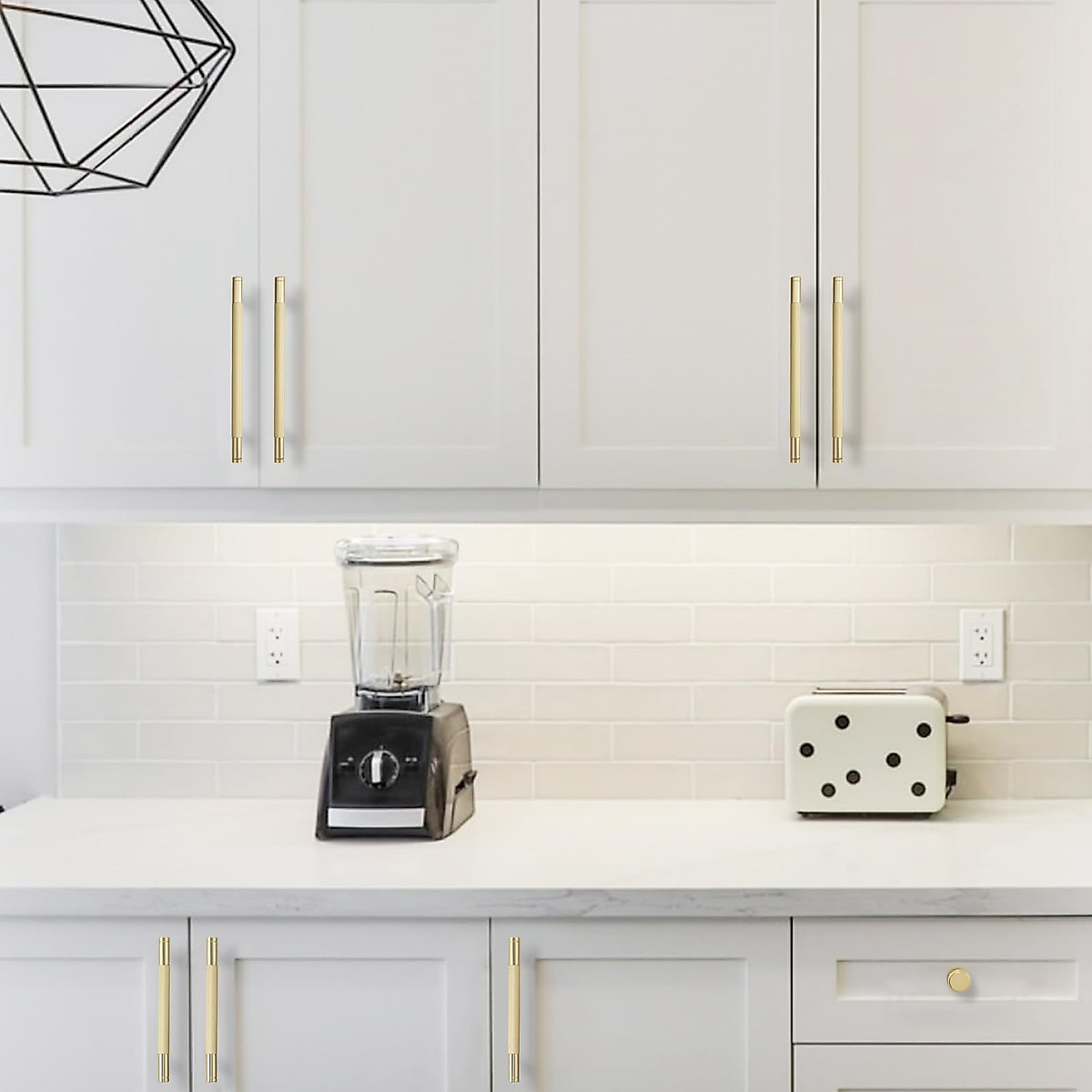 COTYKILEY 10 Pack 5 Inch(128mm) Brushed Brass Cabinet Handles Gold Knurled Kitchen Cabinet Pulls Cabinet Door Handles Kitchen Cabinet Hardware Cupboard Drawer Pulls Dresser Handles