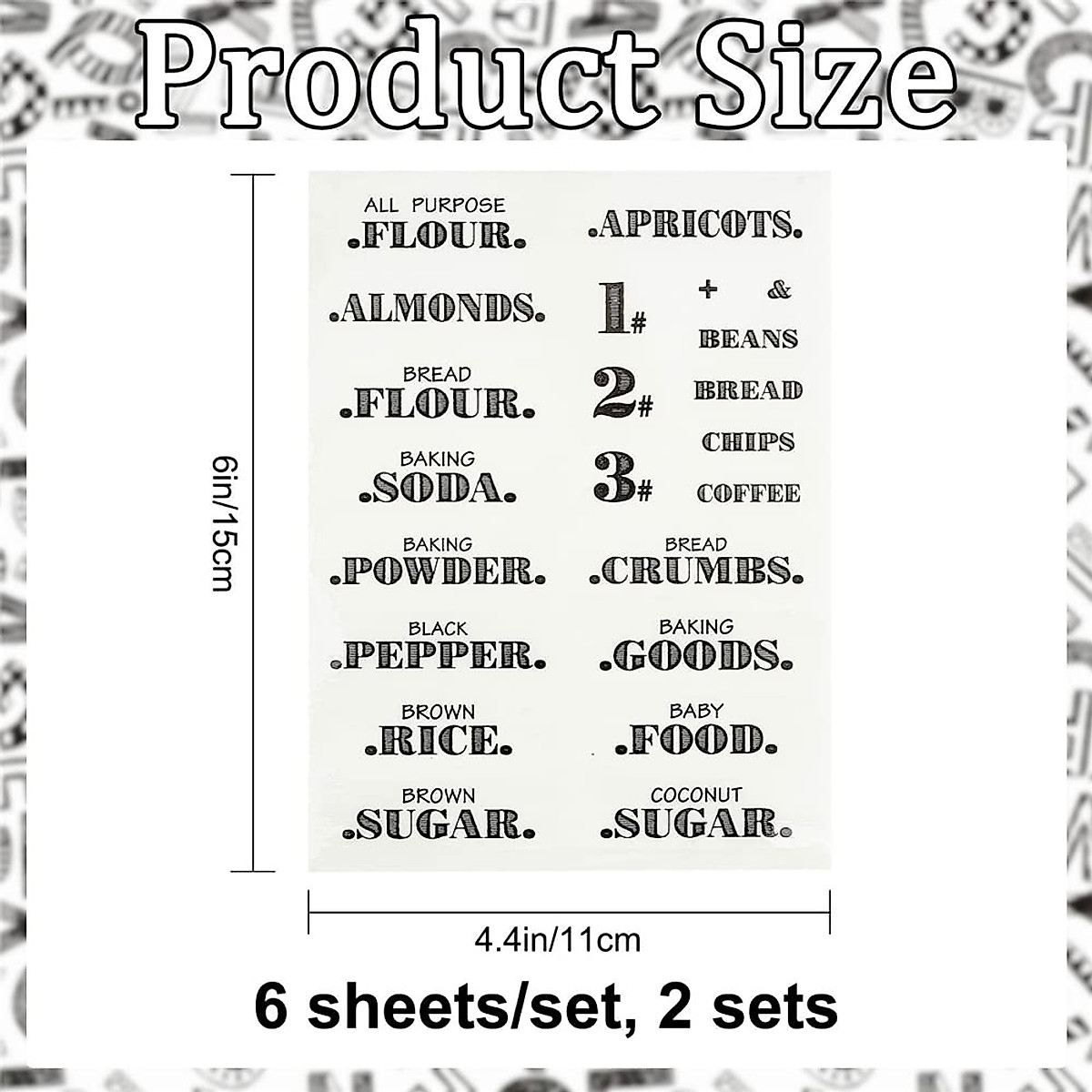 CRASPIRE Kitchen Pantry Labels 12 Sheets Preprinted Clear Kitchen Food Labels Water Resistant Organize Labels for Containers Jars Canisters Storage Bins