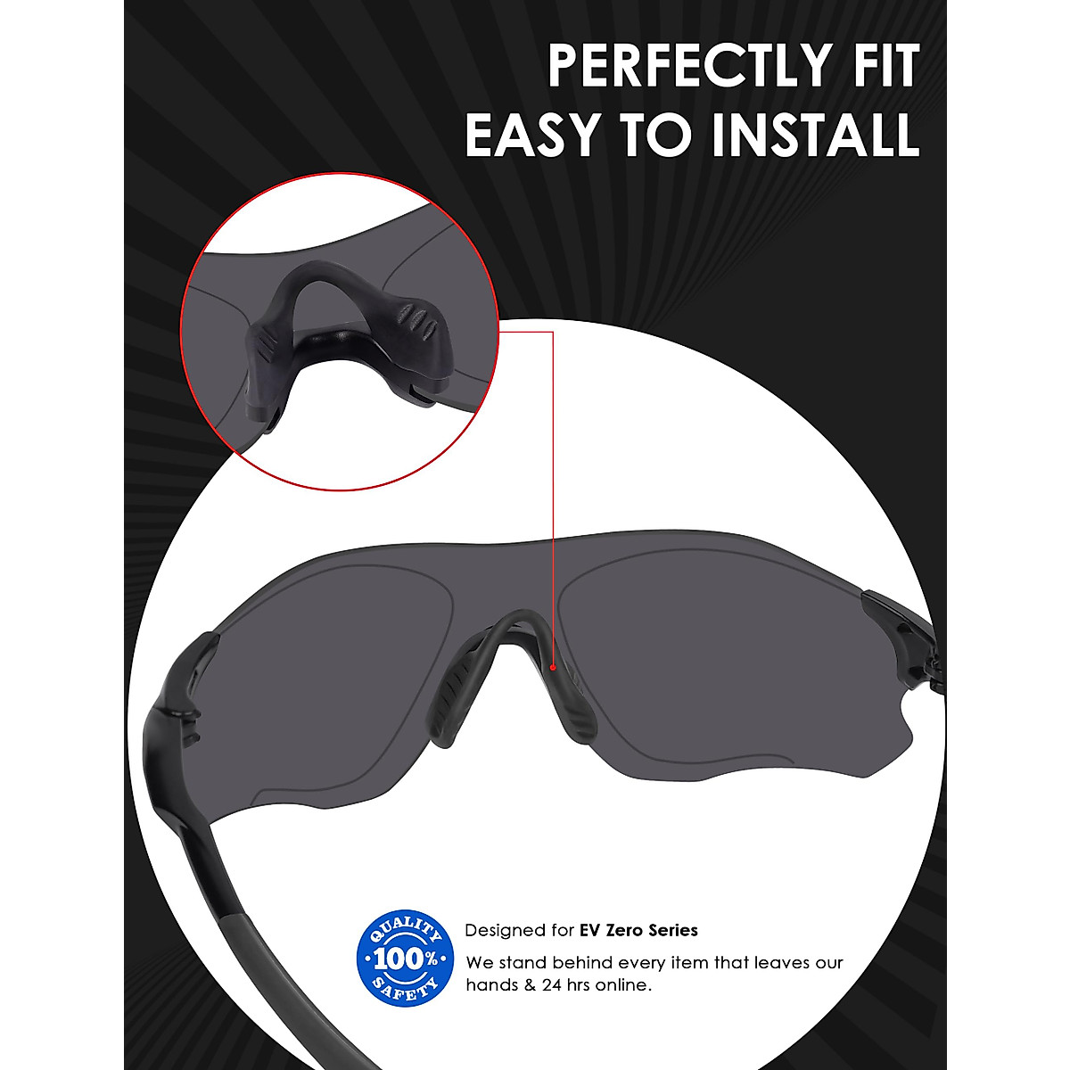 BLAZERBUCK Replacement Nose Piece Pads for Oakley EVZero Path/EVZero Pitch/EVZero Range/EVZero Blades Sunglasses - Black