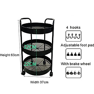 EYHLKM 3 Layer Movable Kitchen Storage Rack Carbon Steel Bathroom Shelf with Wheels Space Saving Trolley Tools (Color : B, Size : 1pcs)
