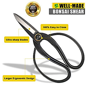 Pruning Shears - Sharp Garden Shears - Japanese Bonsai Scissors for Deadheading, Shaping, Arranging Flowers, Trimming Plants, 7.3" (180 mm)