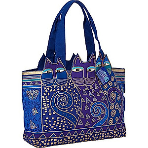 Large Indigo Blue Cats Cutout Shoulder Tote