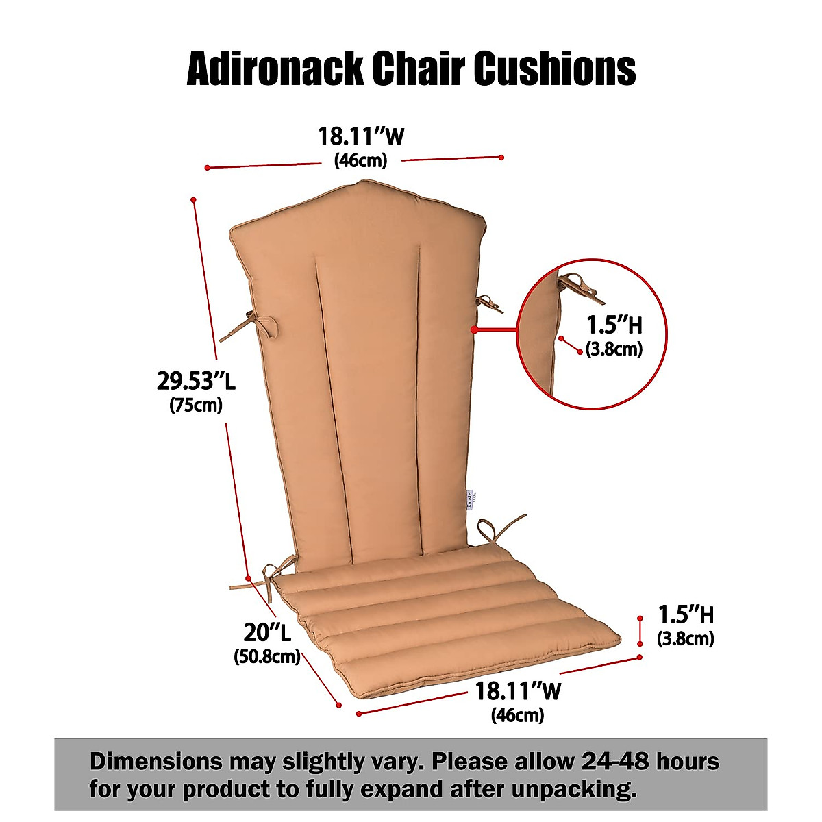 Kunste Adironack Chair Cushions Indoor Outdoor Furniture Replacement Cushions Patio Seating Cushions Set of 4 Red