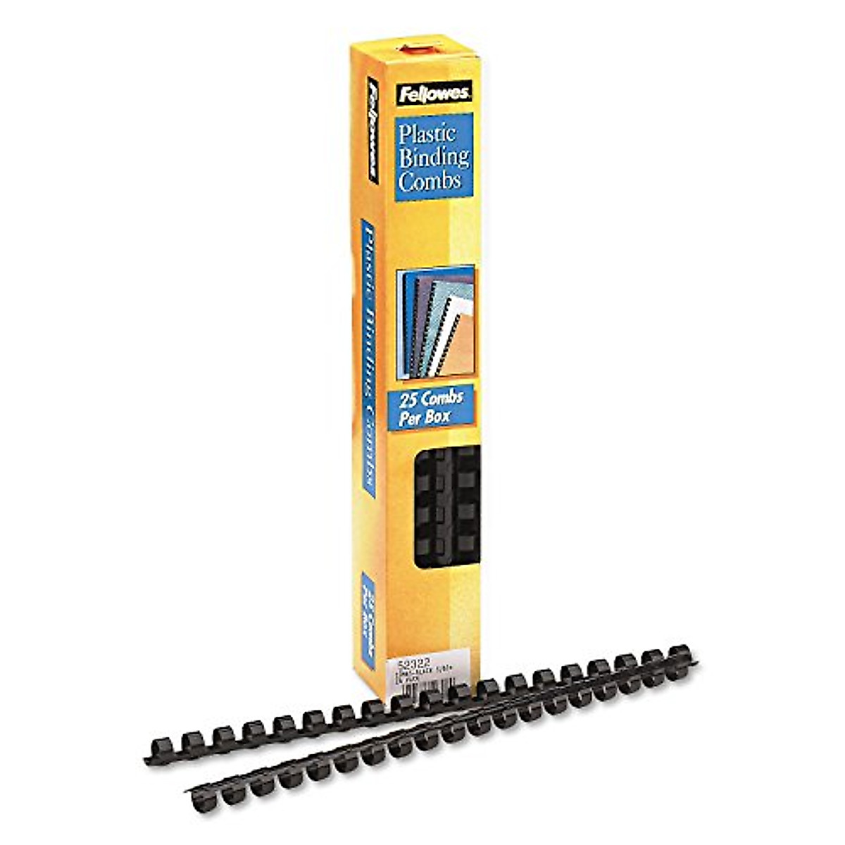 Fellowes 52322 Plastic Comb Bindings, 3/8-Inch Diameter, 55 Sheet Capacity, Black, 25 Combs/Pack