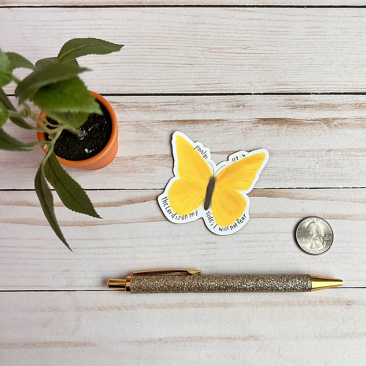 Swaygirls Christian magnets | Religious magnets | Christian faith fridge magnets | Bible verse quote magnets | Yellow butterfly Psalm 118:6 do not fear