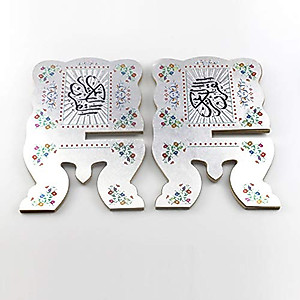 EXCEART Wooden Book Stand Islamic Eid Mubarak Bible Bookshelf Prayer Quran Display Rack Holder for Ramadan Mubarak Decorations