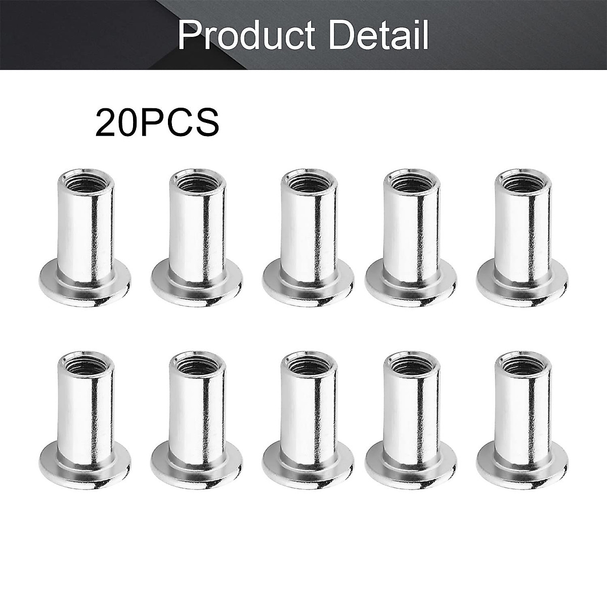 MroMax M6x15mm Nickel Plated Iron Insert Nut Rivet Hex Socket Head Nuts Screw Post Mounting for Furniture Installation Nickel Tone 20Pcs