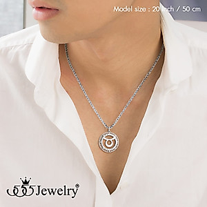 555Jewelry Stainless Steel Taurus Necklace for Wife, Horoscope Constellation Necklaces for Women ‎& Ladies, Zodiac Sign Pendant for Men, Astrology Necklace for Her, 18 Inch, Silver