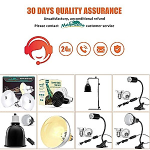 Makmzoon Reptile Heat Lamp, UVA UVB Turtle Light Bulb*2 Reptile Light Fixture with 360° Rotatable Hose and Timed Suitable for Turtle Reptile Plant (2 Pack 50w Bulb)