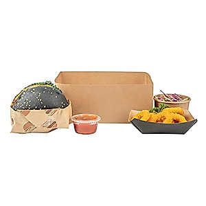 Restaurantware Bio Tek 8.4 x 6 x 3.5 Inch Burger Trays 100 Disposable Paper Food Trays - Recyclable Sturdy Kraft Paper Movie Snack Trays For Meals Snacks And Baked Goods