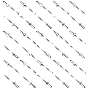 Glarks 200Pcs 1/8" x 3/8" Aluminum Body Steel Mandrel Dome Head Blind Rivets Set for Sheet Metal, Automotive, Railway, and Duct Work