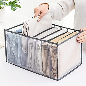 VANREYIN Extra Large 7 compartments Water Laundry Cabinet Clothes Storage Box, Jeans Compartment Storage Box 17.5-inch Foldable Closet Drawer Storage Box Bedroom