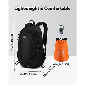 WATERFLY Lightweight Day Hiking Backpack: Travel Waterproof Daypack Trekking Bagpack Hike Day Bag for Camping Climbing Man Woman