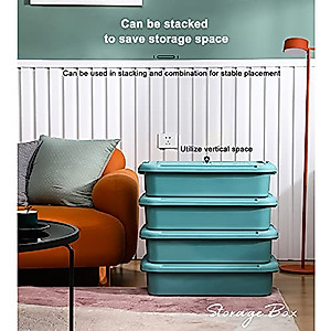 Easy Move Groceries Organizer Plastic Storage Bins Baskets for Clothes Shoes Blankets,Under Bed Lidded Storage Bins,Large Capacity Storage Box Containers with Wheels-Yellow 11l(11x9x6.6inch)