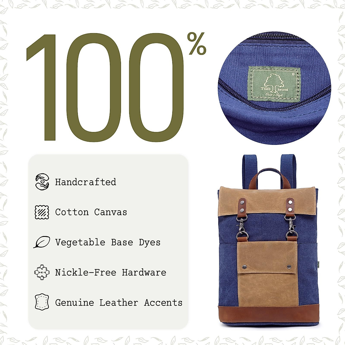 The Same Direction Hillside Backpack Leather and Canvas (Grey)