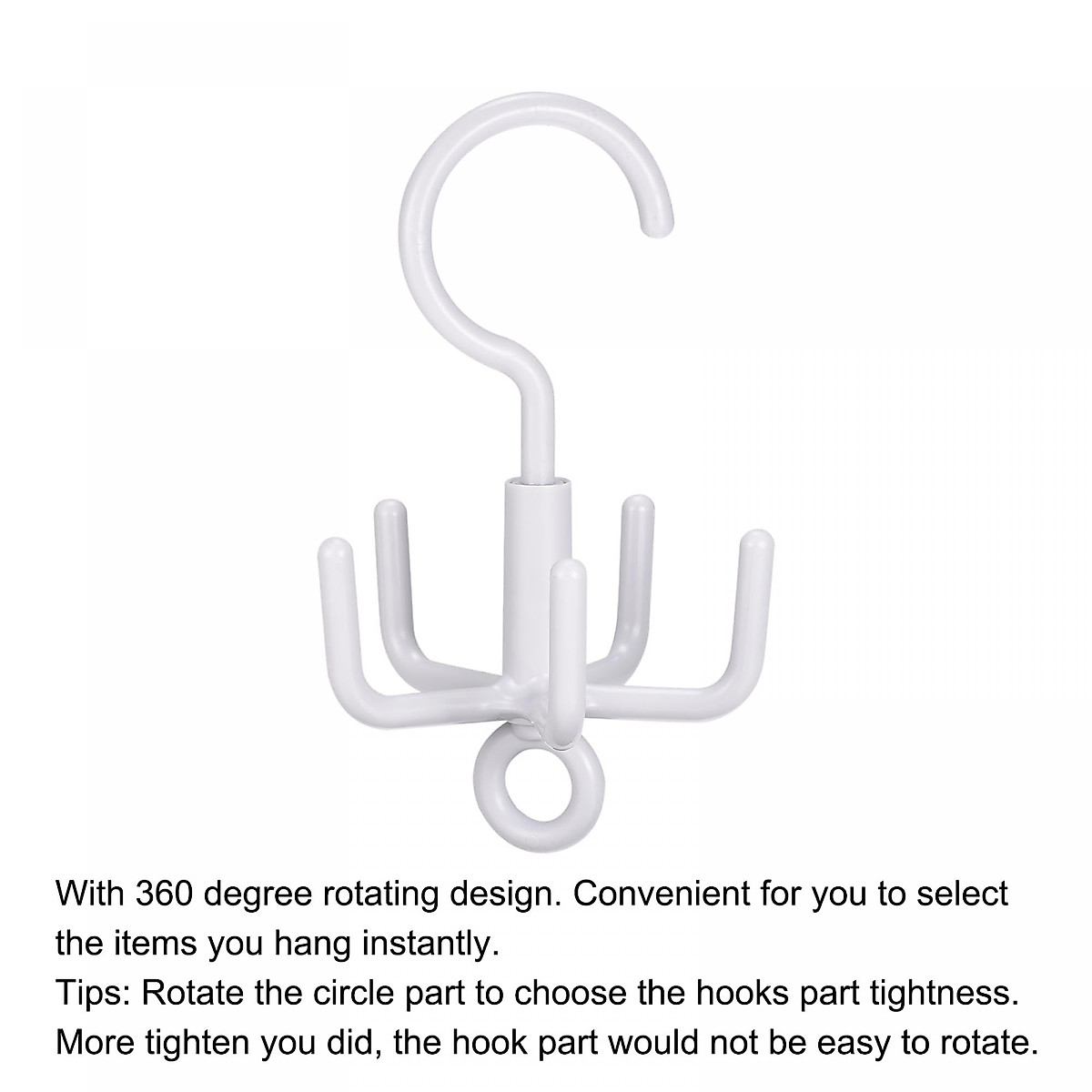 uxcell Multifunctional Closet Hook, Rotatable PP Storage Organizer 5 Hooks in 1, Gray