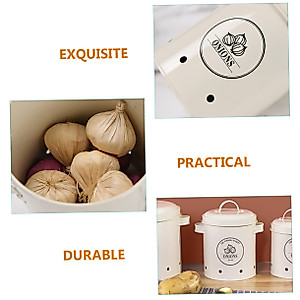 FELTECHELECTR Iron Kitchen Storage Bucket for Onions Potatoes Ginger and Garlic Versatile Onion Keeper and Storage Holder for Your Kitchen