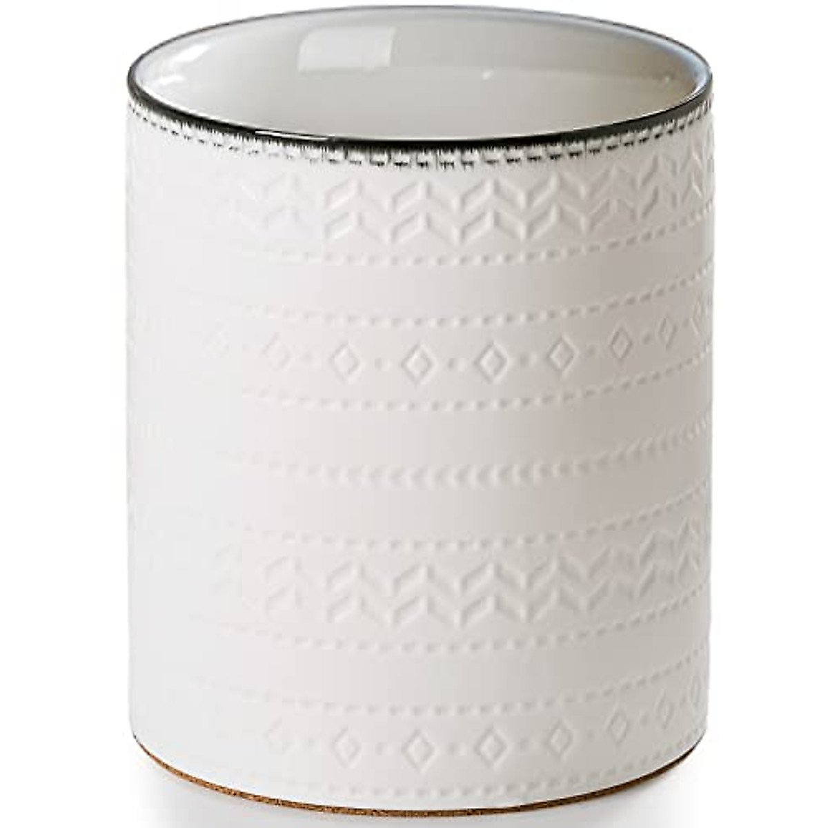 Getstar Large (7.2” x 6.2”) Kitchen Counter, Ceramic Cooking Utensil Holder with Protective & Non-Slip Cork Mat, Farmhouse Kitchen Decor