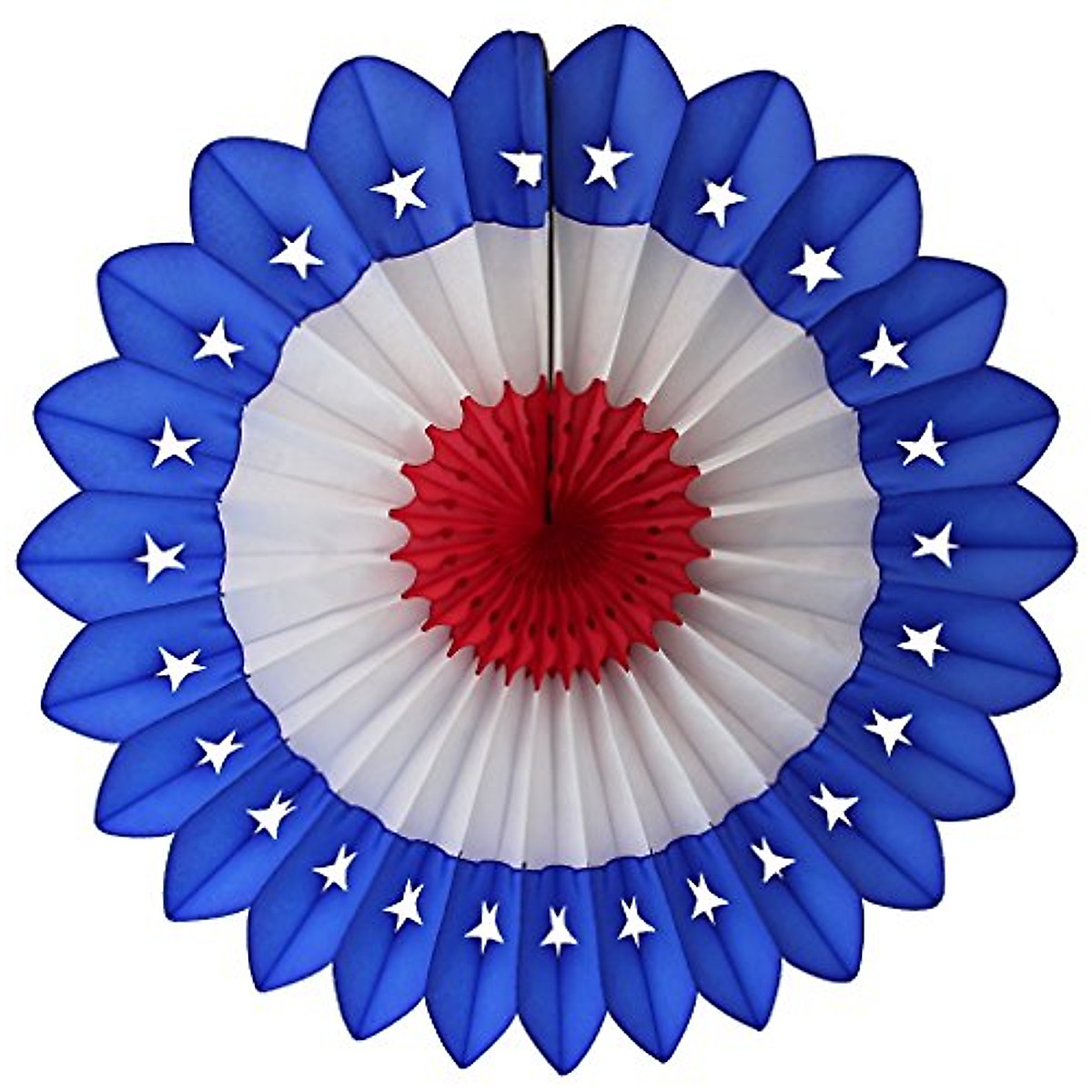 3-Pack 27 Inch Extra-Large Honeycomb Tissue Paper Party Fanburst Decoration in Seasonal Themes (Patriotic Star - Blue/White/Red)