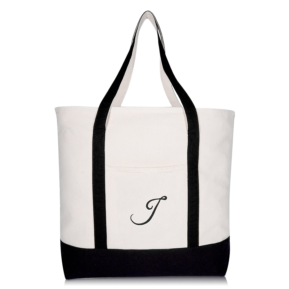 DALIX Personalized Tote Bag Monogram Black - J