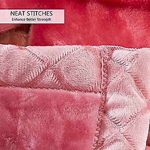 LGYKUMEG Warm Winter Fleece Plush Throw Blanket 59 × 79 inches, Silky Soft and Warm, 2 Ply Reversible Raschel Pink Rose Throw,150×200cm2kg.