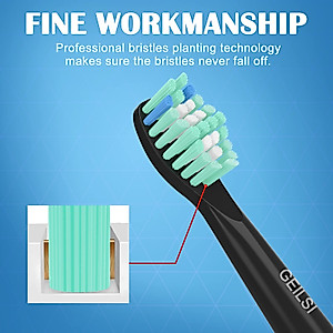 Toothbrush Heads for FairyWill, Replacement Brush Heads for Fairy Will, Electric Toothbrush Replacement Heads for Fairywill FW-507/508/551/515/917/959, FW-D1/D3/D7/D8, 10 Pack, Black