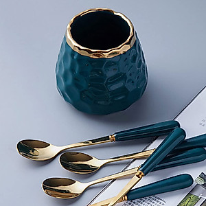 BESTonZON 1 Set Fork Spoon Ceramic Jar Dessert Fork Serving Spoon Utensil Holder for Storage Yogurt Spoons Tabletop Decor Utensil Supply Silverware Kitchen Utensil Phnom Penh Ceramics Coffee