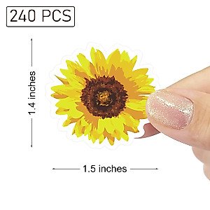 Wailozco 240 PCS Cute Sunflower Business Stickers,Funny Small Business Envelopes Stickers for Business Packages/Handmade Goods/Bags ,6 Different Design,Sunflower Theme Small Shop Business Stickers for