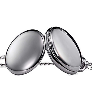 TREEWETO Pocket Watch - Smooth Double Case Series Skeleton Dial Delicate Mechanical Movement with Chain, Silver