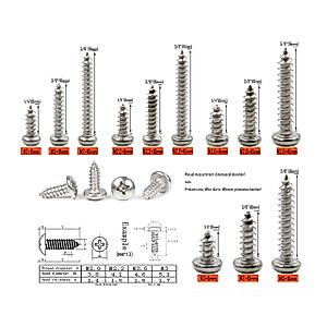 LBY 600pcs M2 M2.2 M2.6 M3 Pan Head Self-Tapping Sheetmetal Screw Assortment Kit, 12 Sizes, 304 Stainless Steel