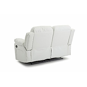 Glory Furniture Reclining Love seat, White Faux Leather