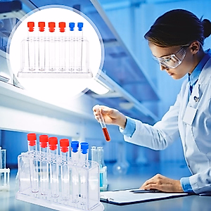 Plastic Test Tube Rack Set: 6pcs Laboratory Test Tube with Holder Stand Tube Detachable White Test Tube Storage Rack Stand