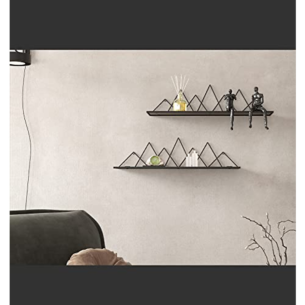 ARTLUO Shelves for Wall Decor Set of 2,24 Inch Floating Shelves Farmhouse Floating Wall Shelves Black Metal Wood Wall Mounted Shelves Wall Shelves for Bedroom Living Room Bathroom