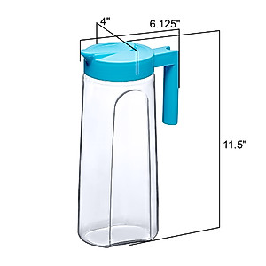 Amazing Abby - Slim - Tritan Pitcher (64 oz), Unbreakable Plastic Water Pitcher with Lid, BPA-Free, Heat-Resistant, Dishwasher-Safe, Great for Both Iced and Hot Drinks, Indoors and Outdoors, Blue